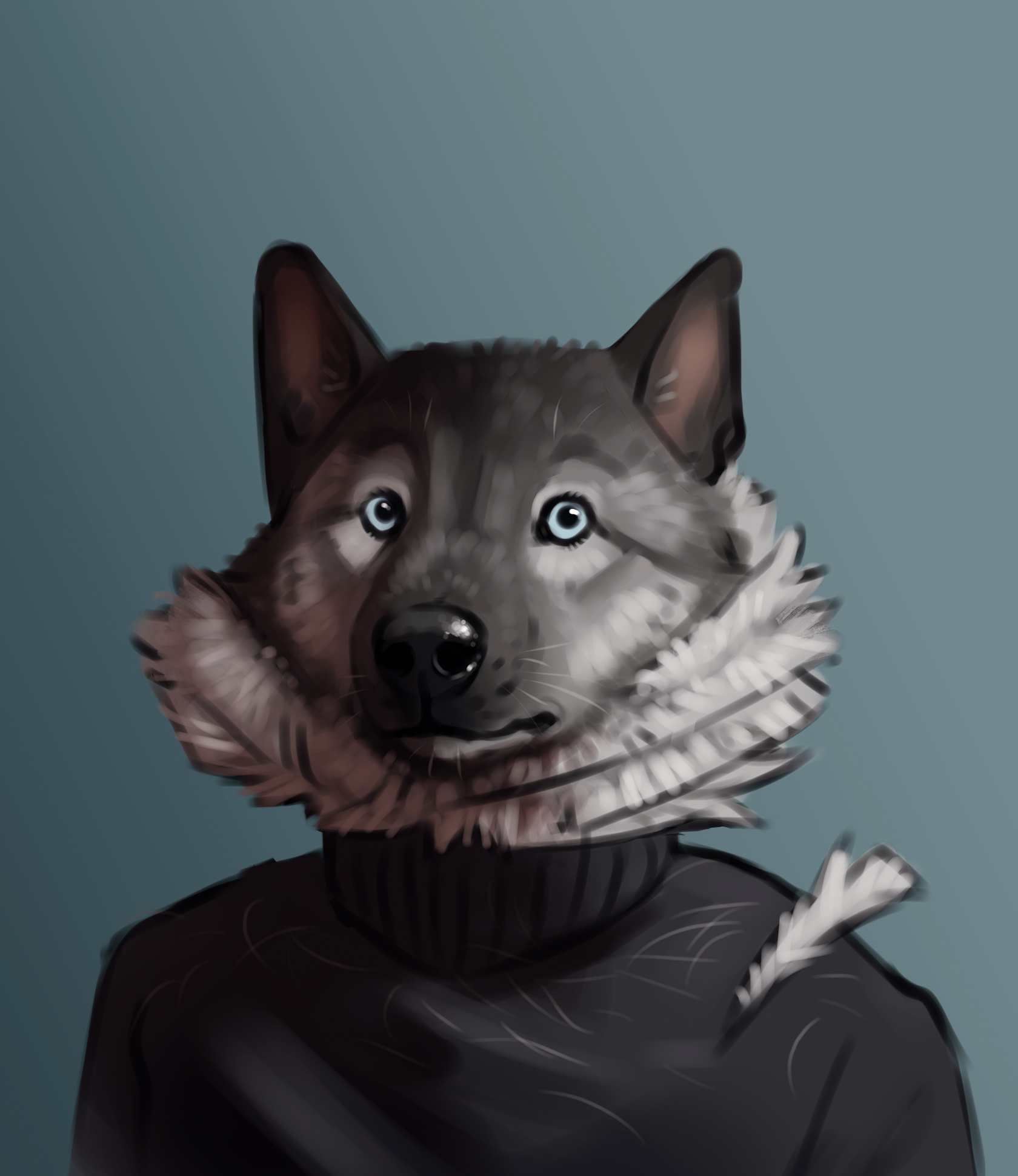 The Big ImageBoard (TBIB) - anthro blue eyes bust portrait canid canine canis cheek tuft clothed ...