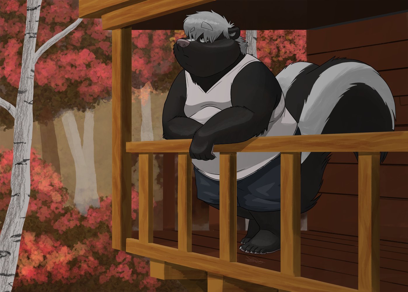 The Big ImageBoard (TBIB) - 2021 anthro autumn belly biped black body ...