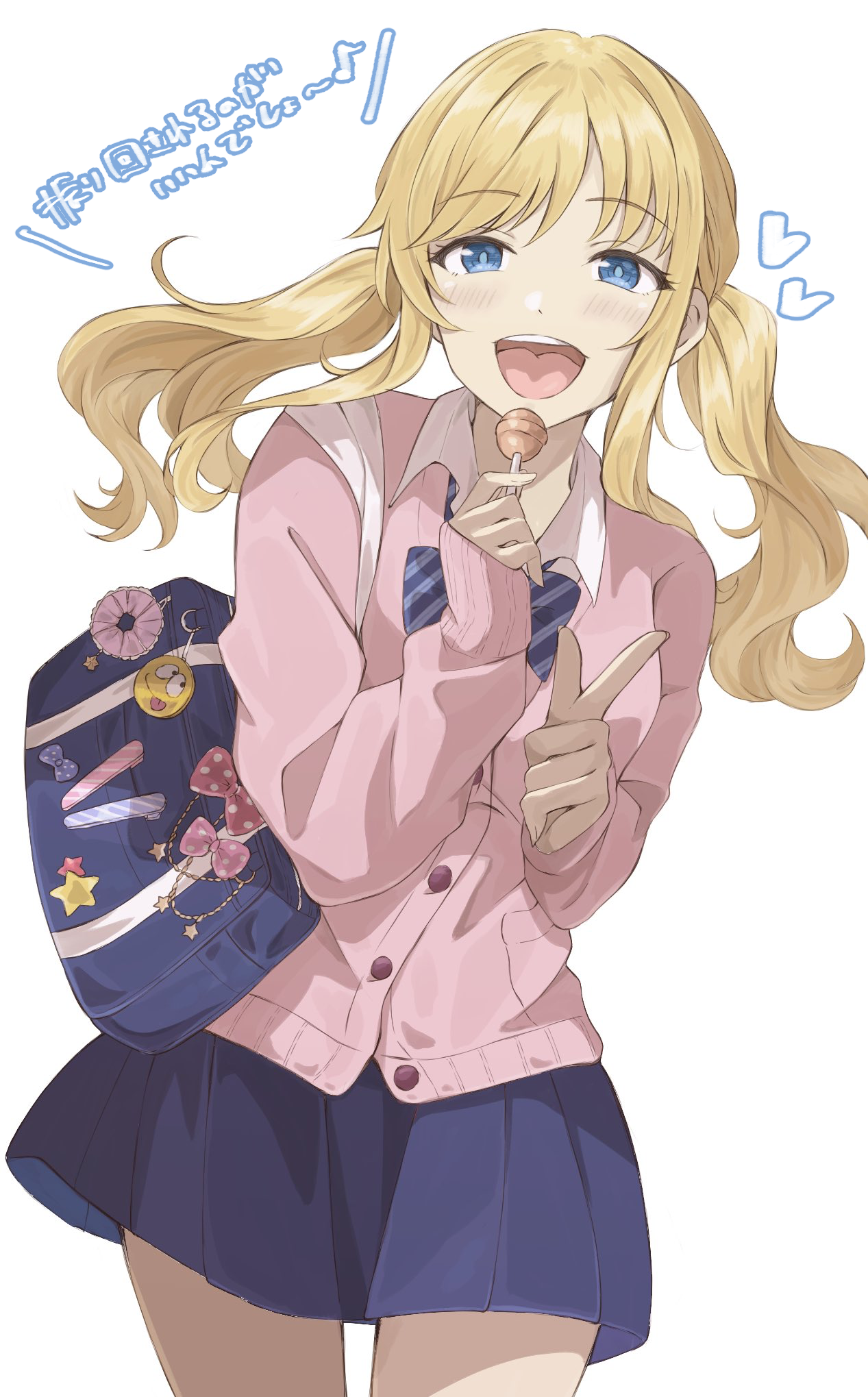 The Big ImageBoard (TBIB) - 1girl :d bag black skirt blonde hair blue ...