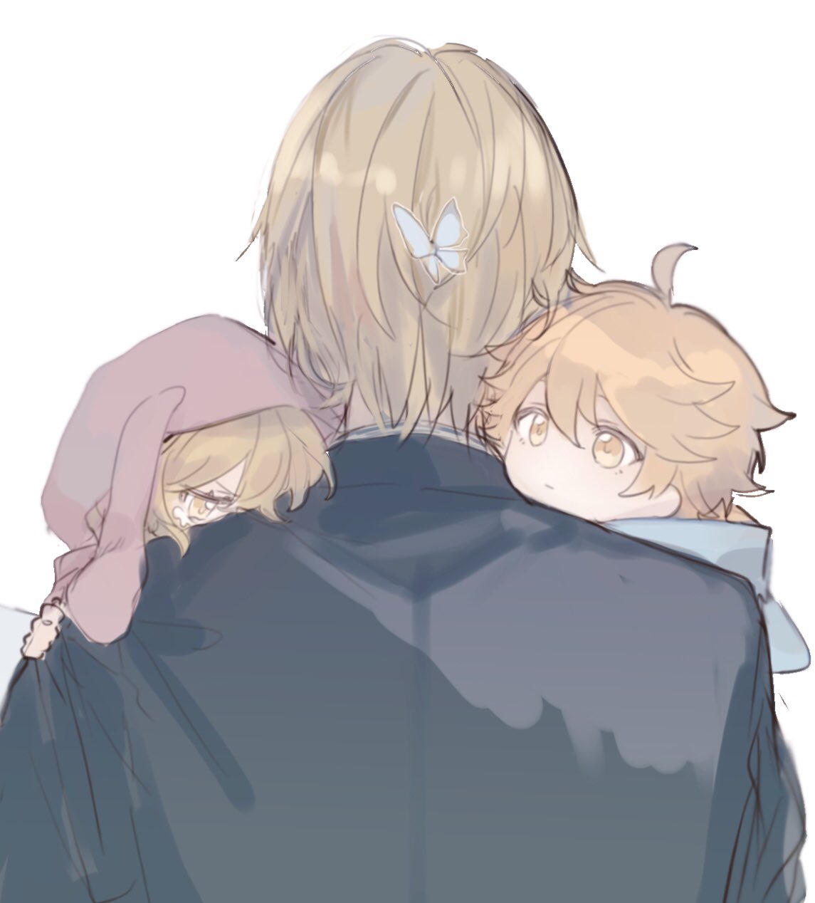 The Big ImageBoard (TBIB) - 1girl 2boys aether (genshin impact) aged down ahoge alternate ...