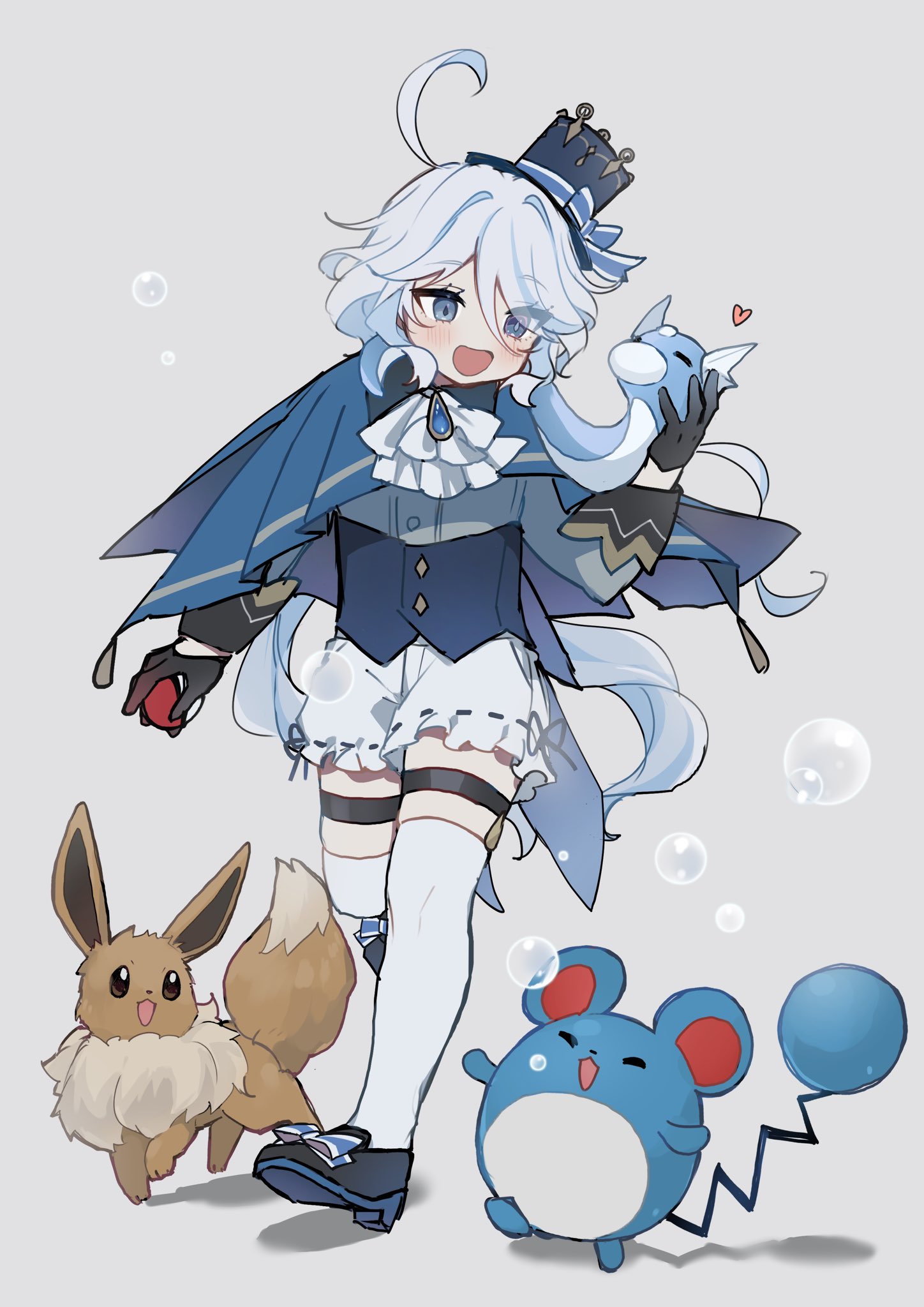 The Big ImageBoard (TBIB) - 1girl ahoge ascot black gloves blue eyes blue hair blue headwear ...