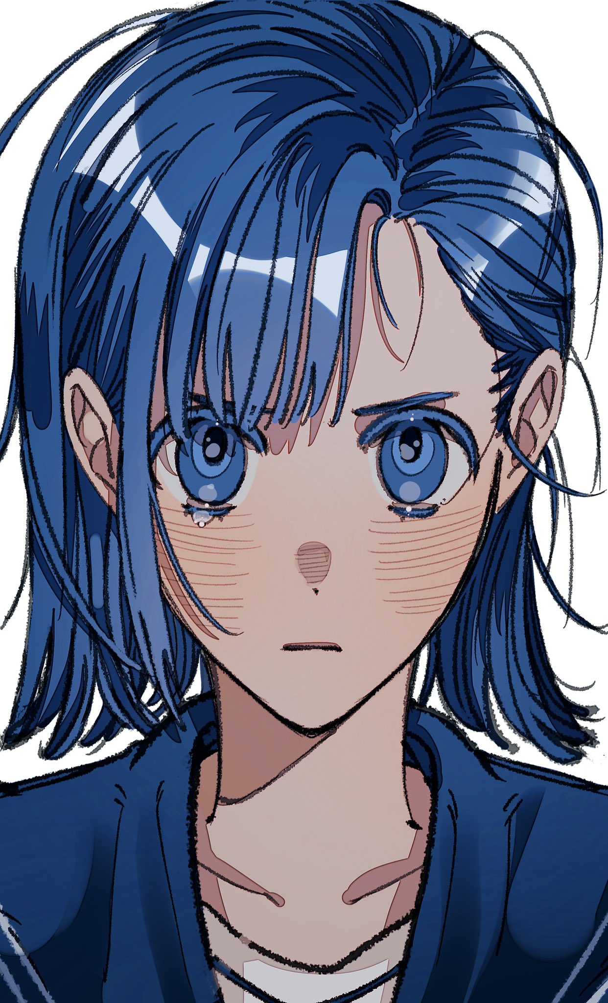 The Big ImageBoard (TBIB) - 1girl blue eyes blue sailor collar blush closed mouth commentary ...