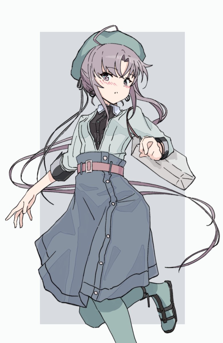 The Big ImageBoard (TBIB) - 1girl ahoge akitsushima (kancolle) bag belt beret black shirt blush ...