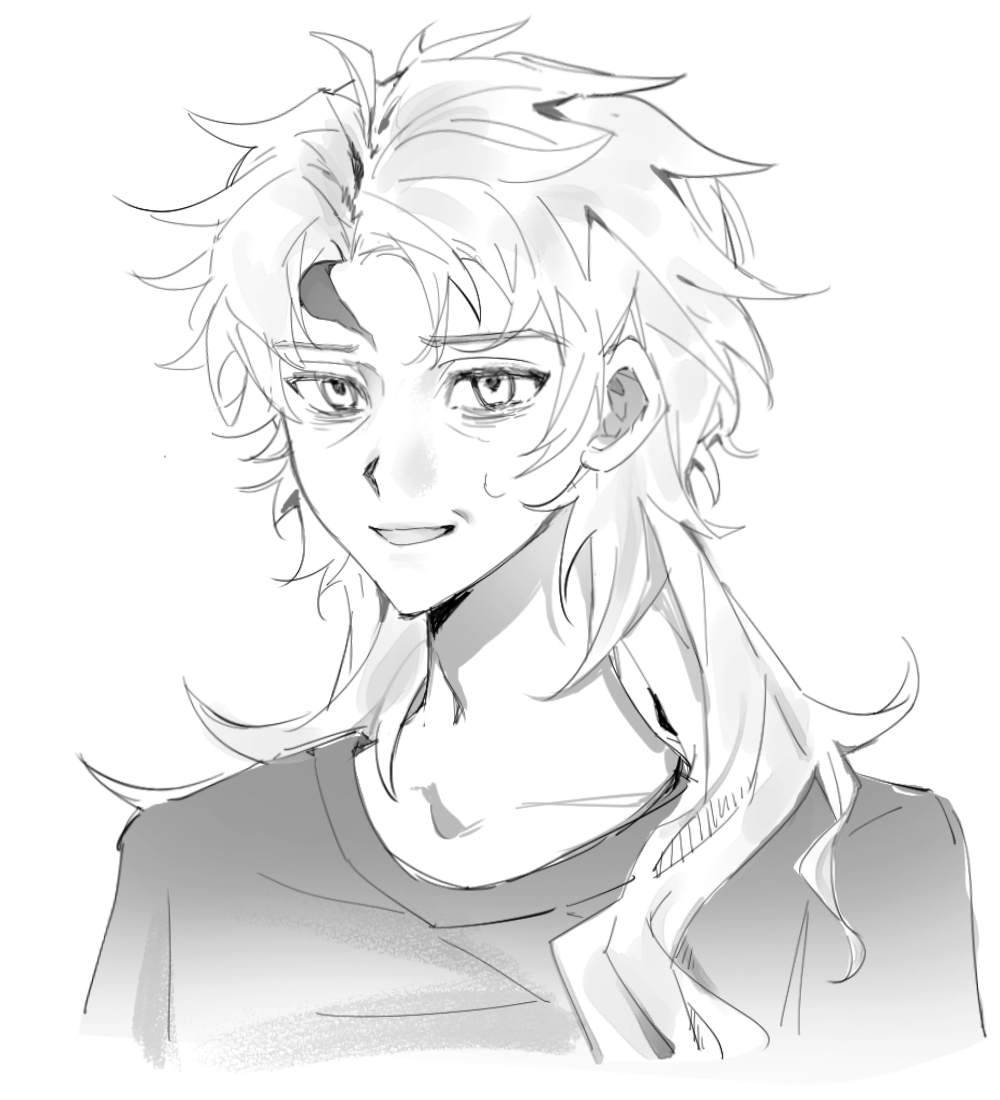 The Big ImageBoard (TBIB) - 1boy 3s 3s greyscale hair over shoulder ...