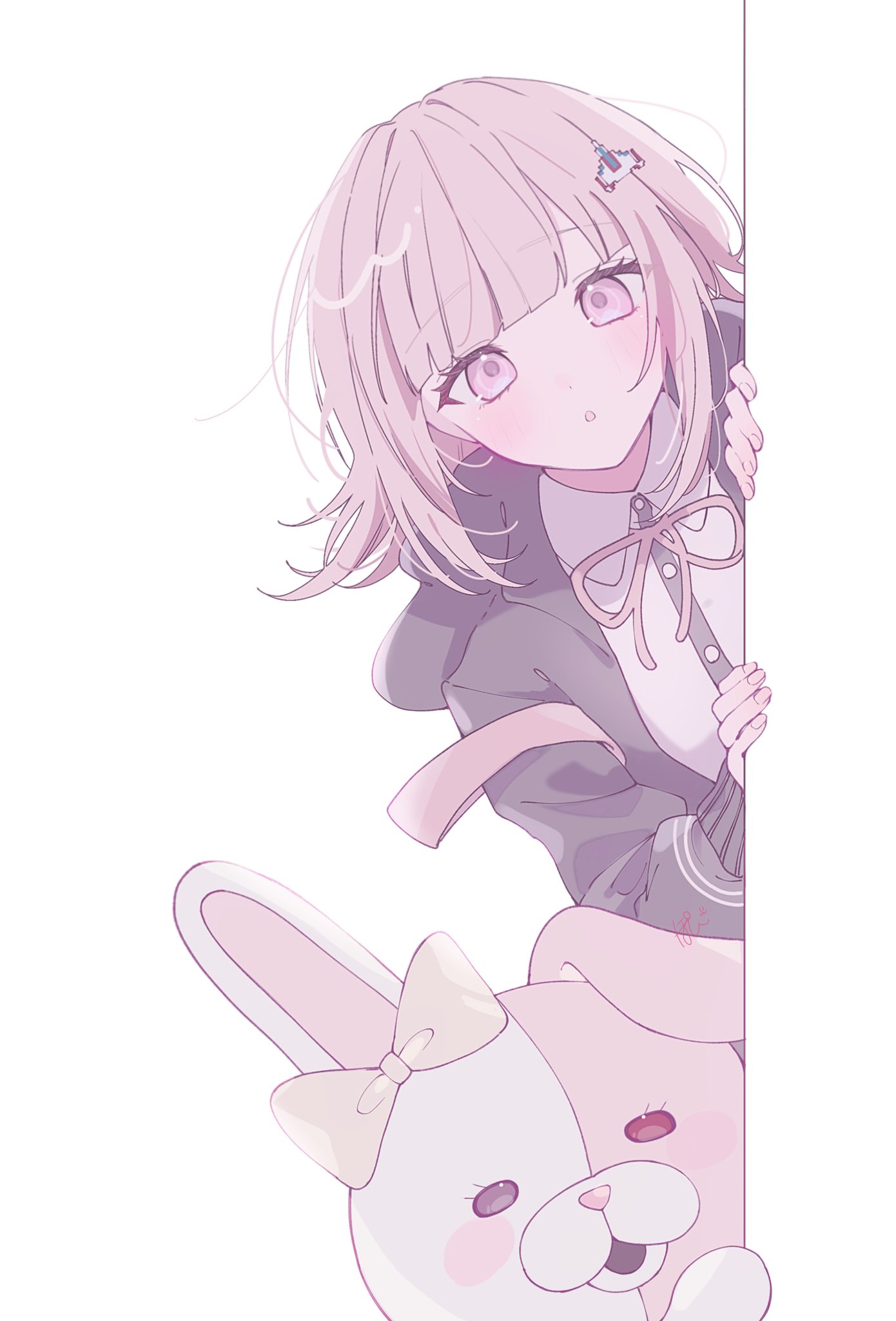 The Big ImageBoard (TBIB) - 1girl :o blunt bangs bow brown hair ...