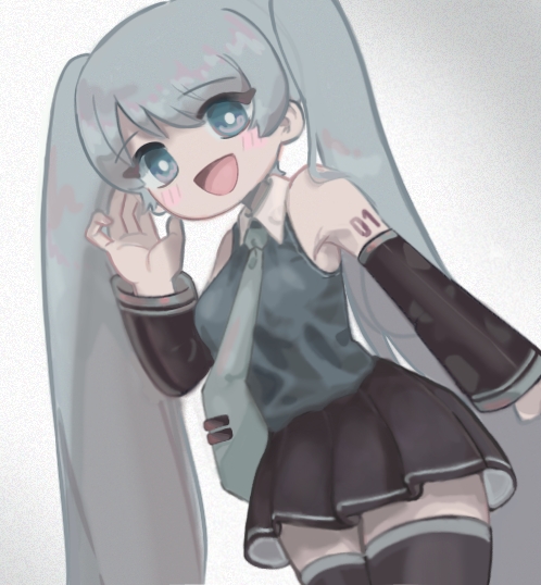 The Big ImageBoard (TBIB) - 1girl aqua eyes aqua hair bare shoulders blue eyes blue hair blush ...