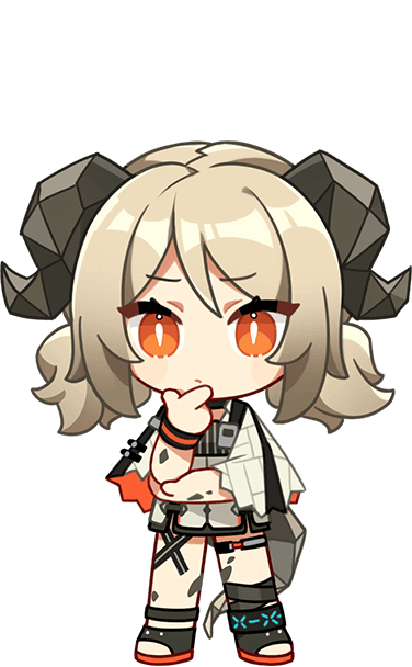 The Big ImageBoard (TBIB) - 1girl arknights black footwear blonde hair chibi full body horns ...