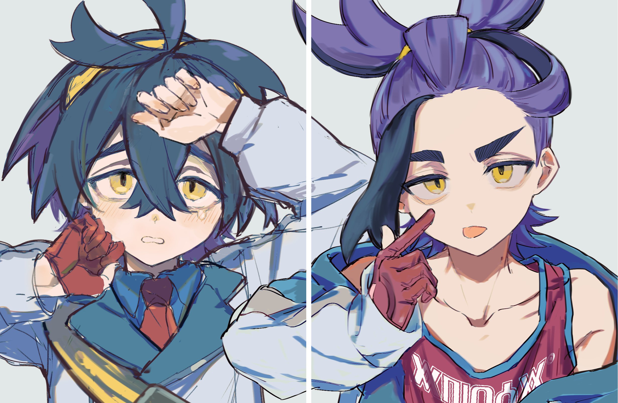 The Big ImageBoard (TBIB) - 2boys akanbe black hair blue shirt blush ...