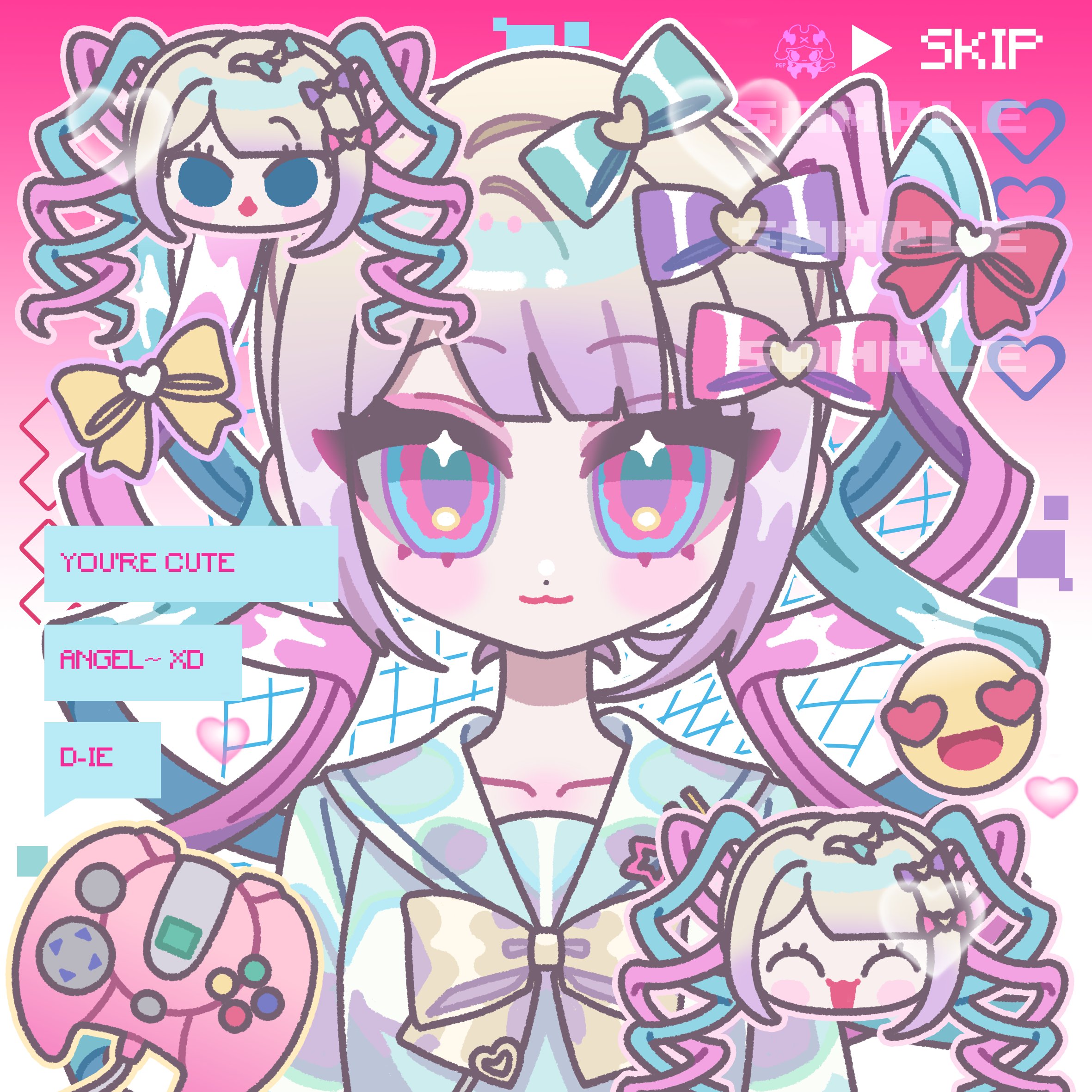 The Big ImageBoard (TBIB) - 1girl blonde hair blue bow blue eyes blue hair bow chat log chibi ...