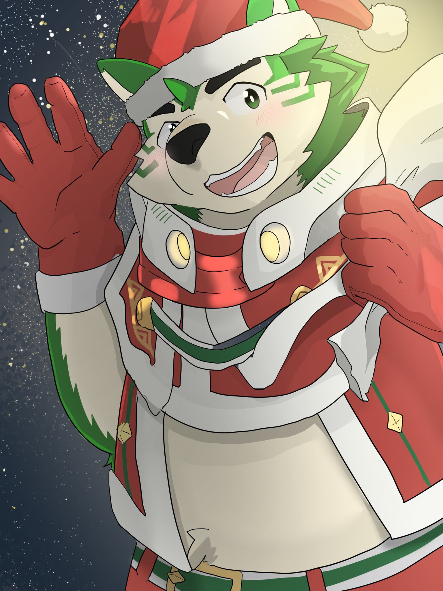 The Big ImageBoard (TBIB) - 2022 anthro belly black nose blush canid canine canis christmas ...