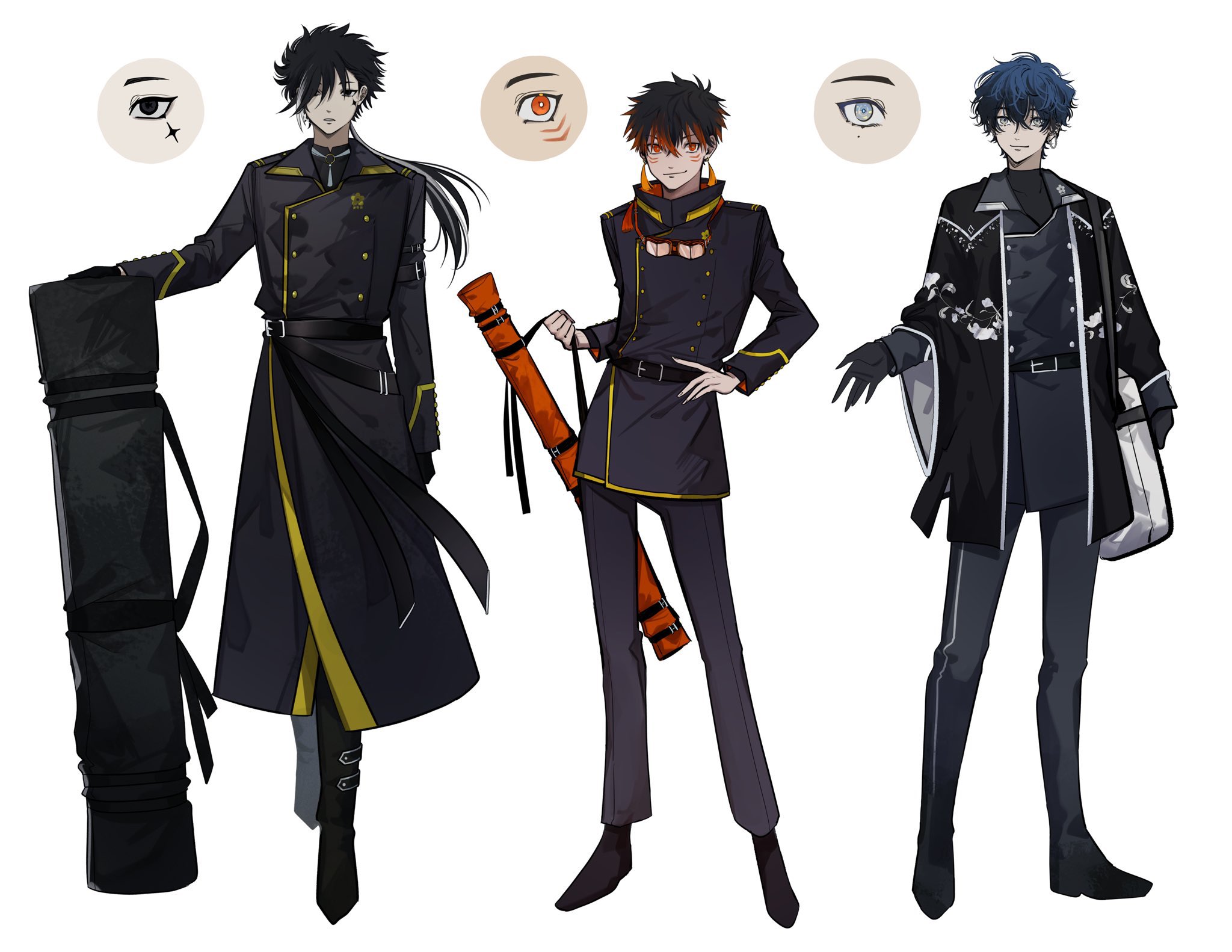 The Big ImageBoard (TBIB) - 3boys black coat black eyes black hair black jacket blue hair bright ...