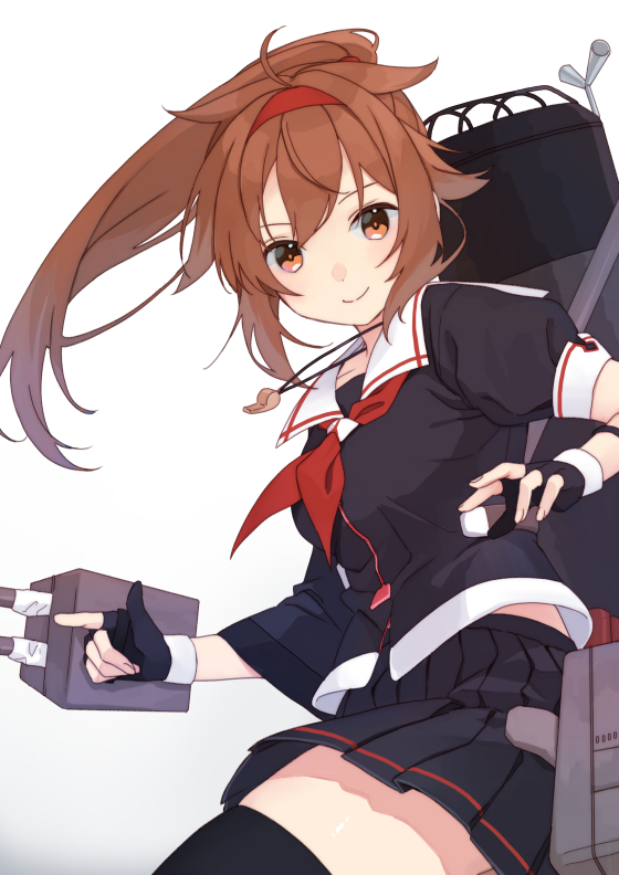 The Big ImageBoard (TBIB) - 1girl adapted turret alternate hairstyle black serafuku black shirt ...