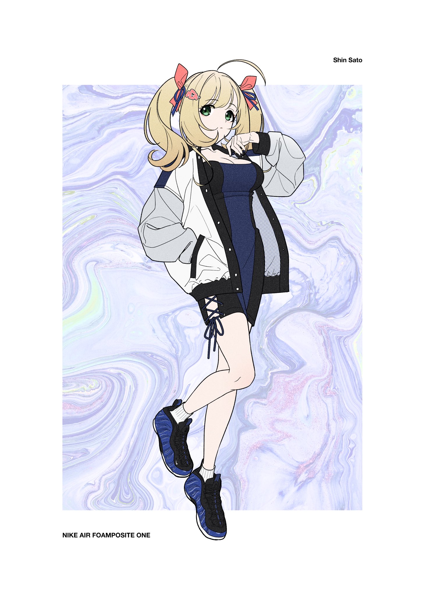 The Big ImageBoard (TBIB) - 1girl abstract background acubi tomaranai ahoge black dress black ...