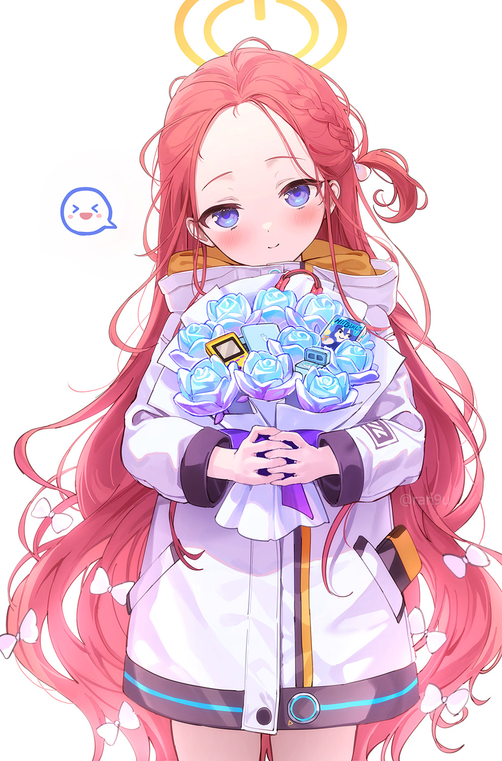 The Big ImageBoard (TBIB) - 1girl blue archive blue eyes blue flower blue rose blush bouquet bow ...