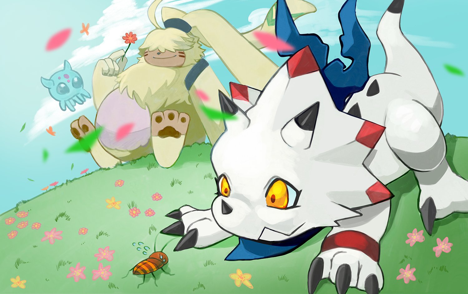 The Big Imageboard Tbib Angoramon Anthro Arthropod Bandai Namco Bandanna Belt Claws Digimon