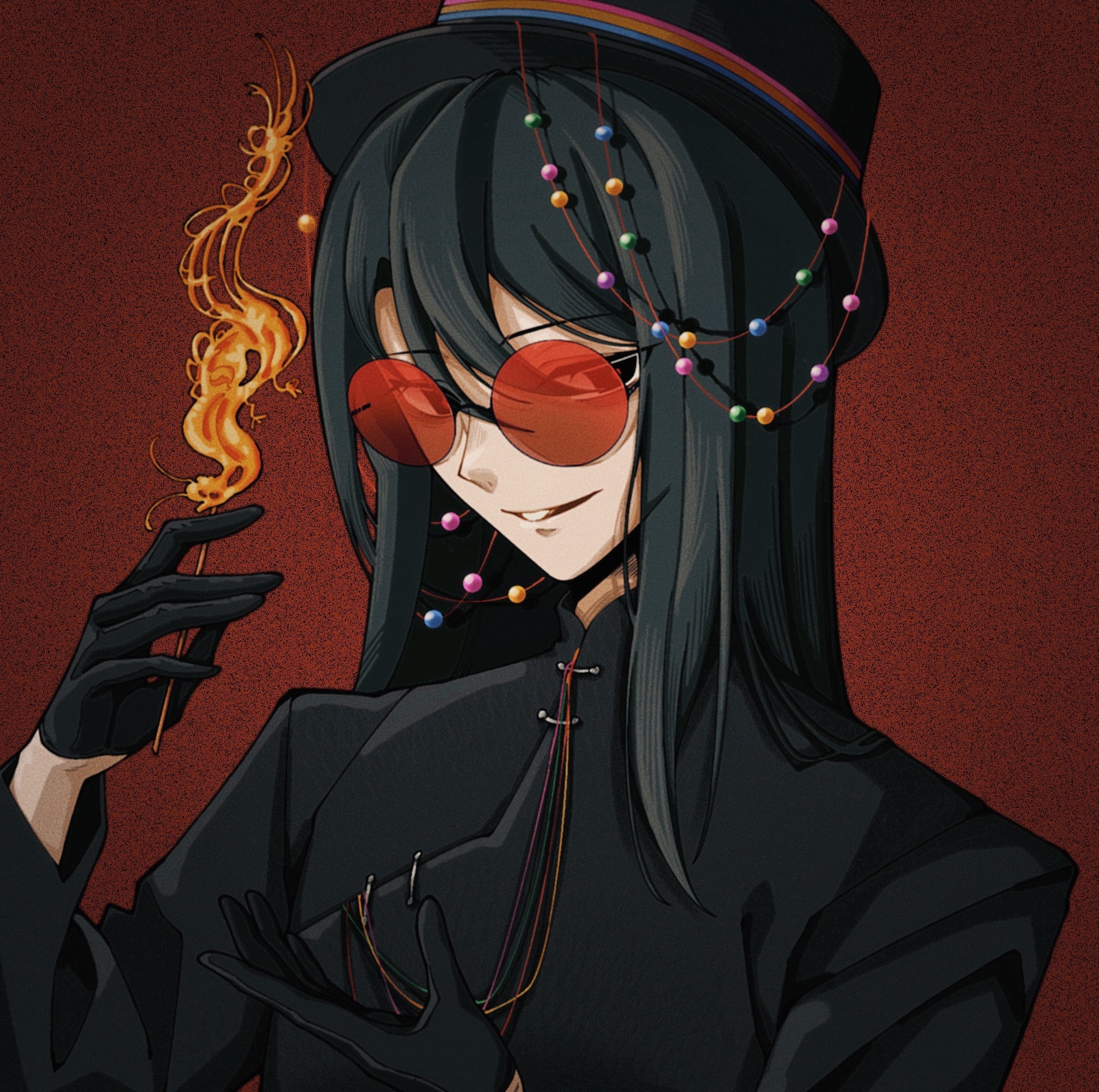 The Big ImageBoard (TBIB) - 1boy beads black eyes black gloves black hair black hat black shirt ...