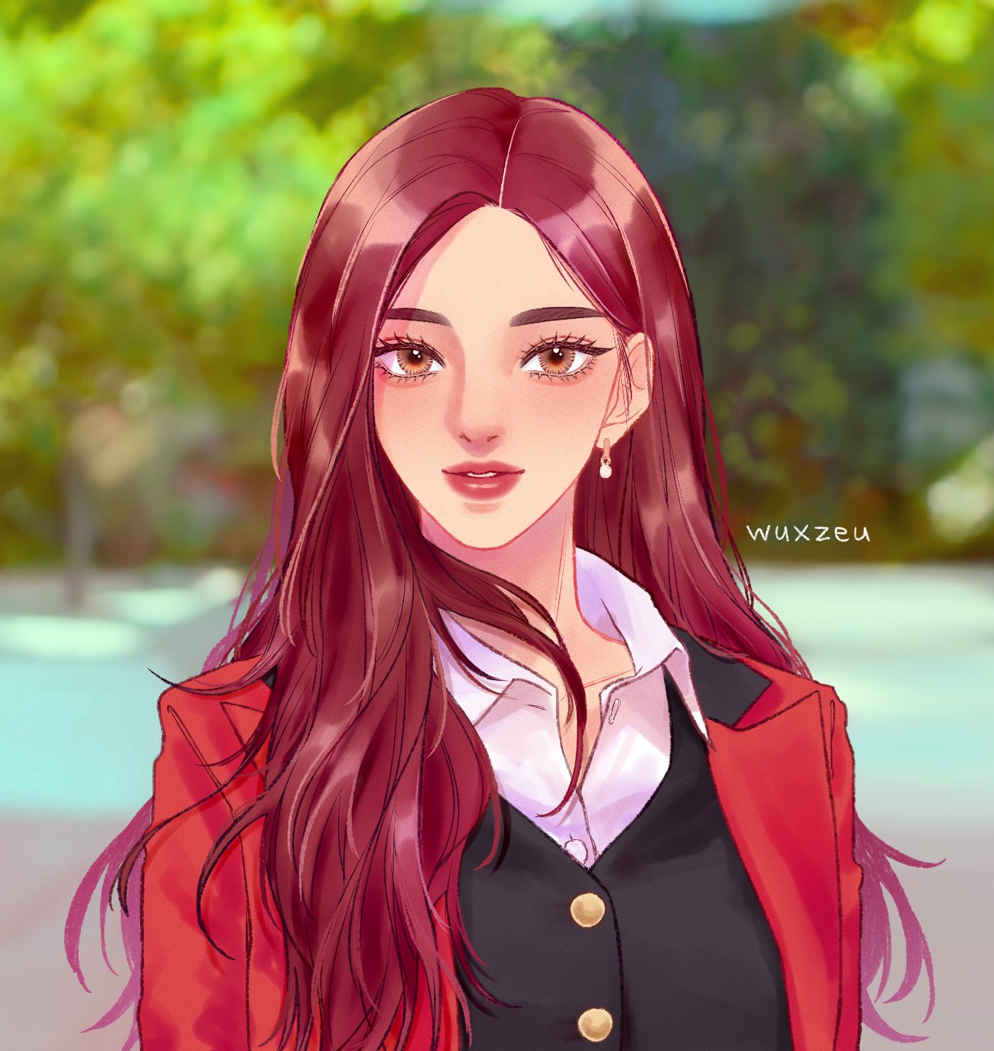 The Big ImageBoard (TBIB) - 1girl artist name buttons collared shirt commentary request earrings ...