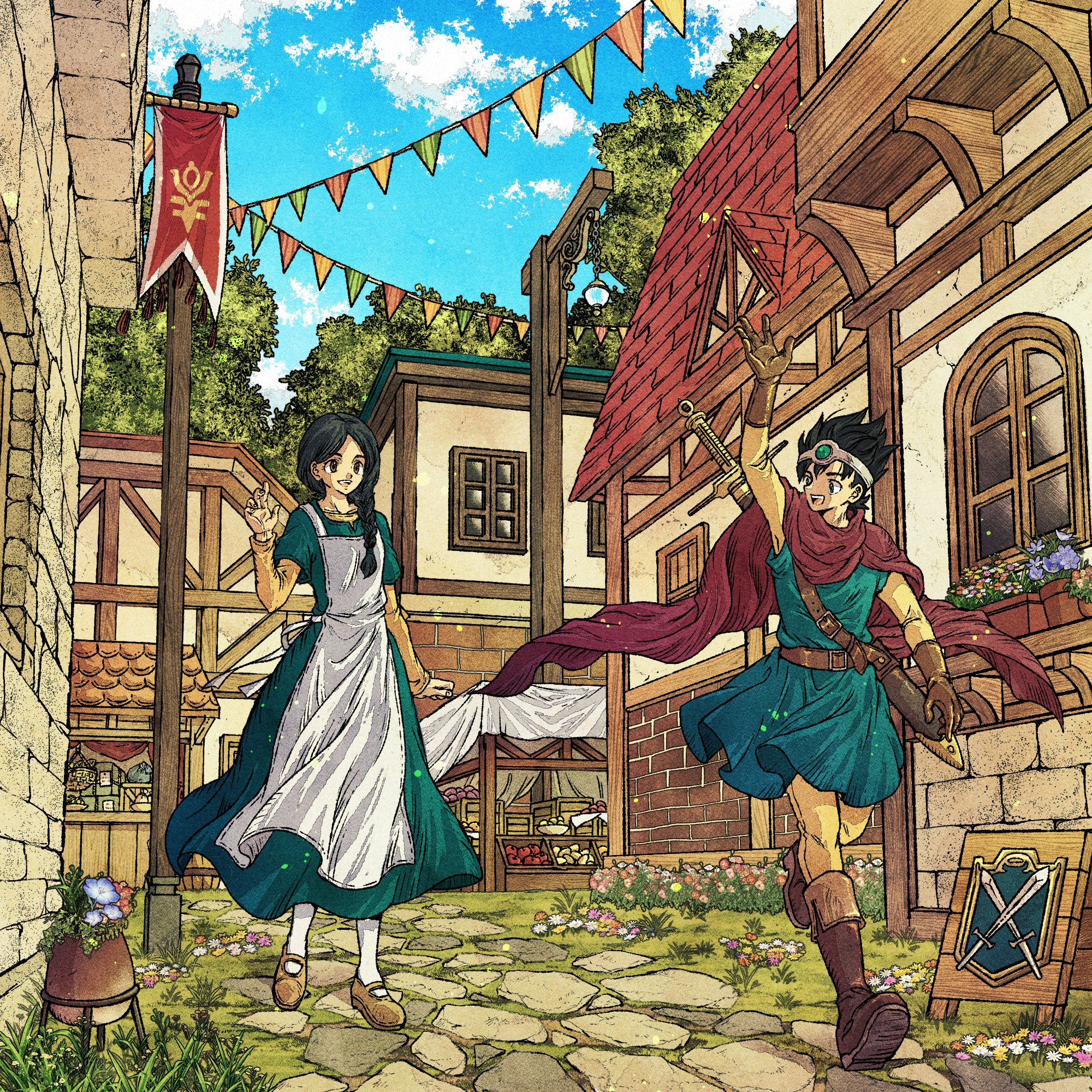 The Big ImageBoard (TBIB) - 1boy 1girl apron belt black hair blue dress ...