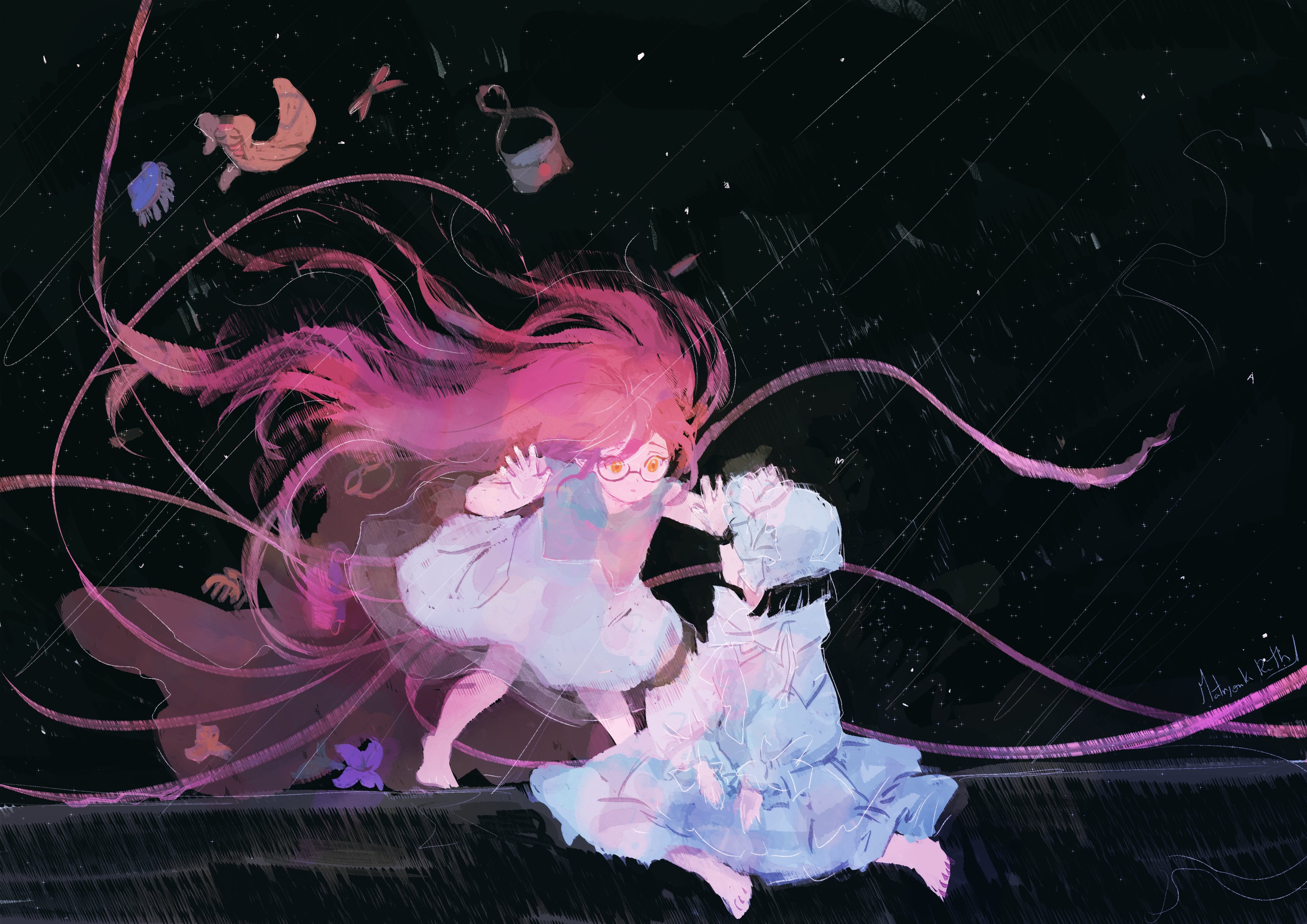 The Big ImageBoard (TBIB) - 2girls absurdres aged down alien stage barefoot black background ...