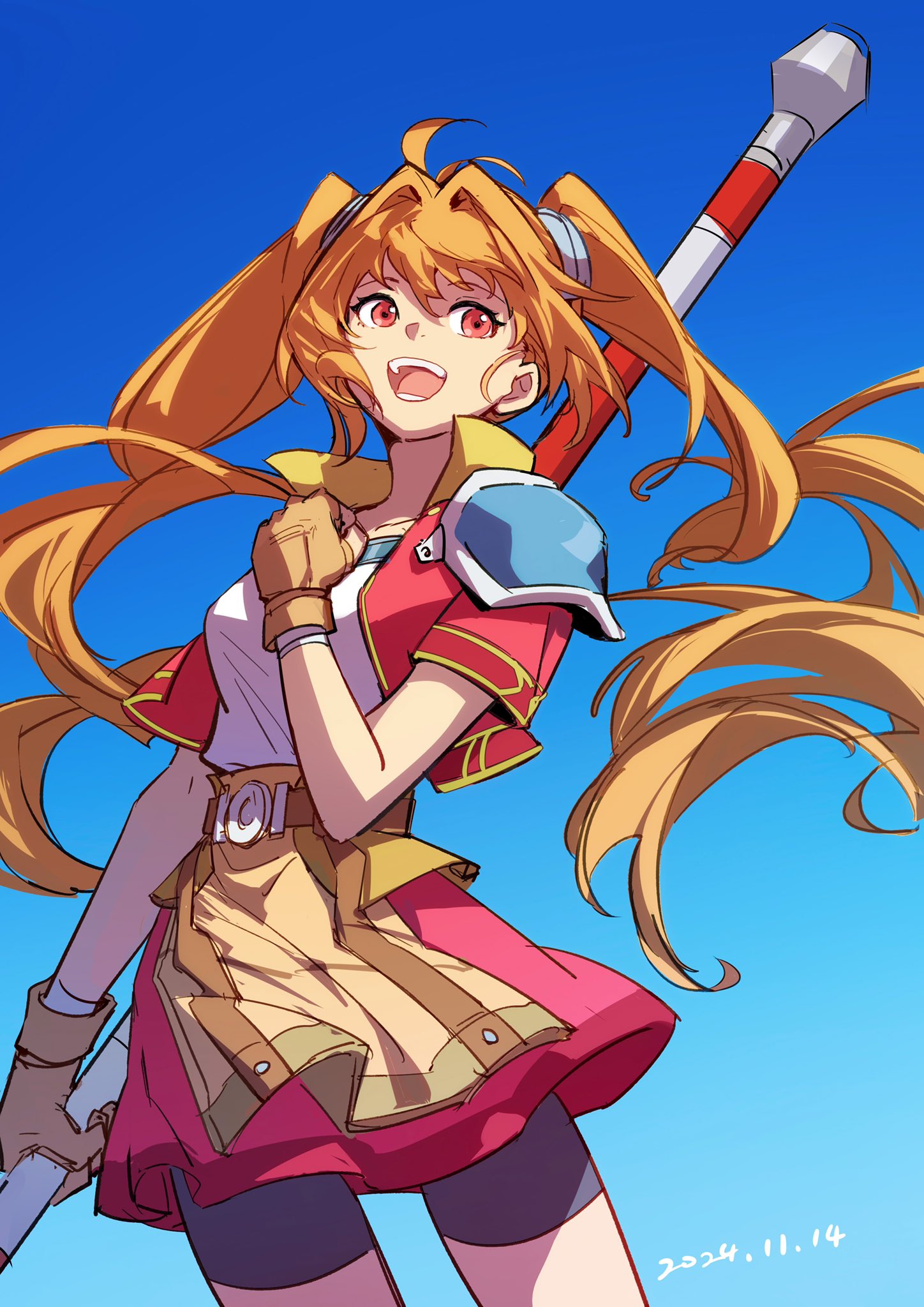 The Big ImageBoard (TBIB) - 1girl antenna hair armor belt bike shorts bike shorts under skirt ...