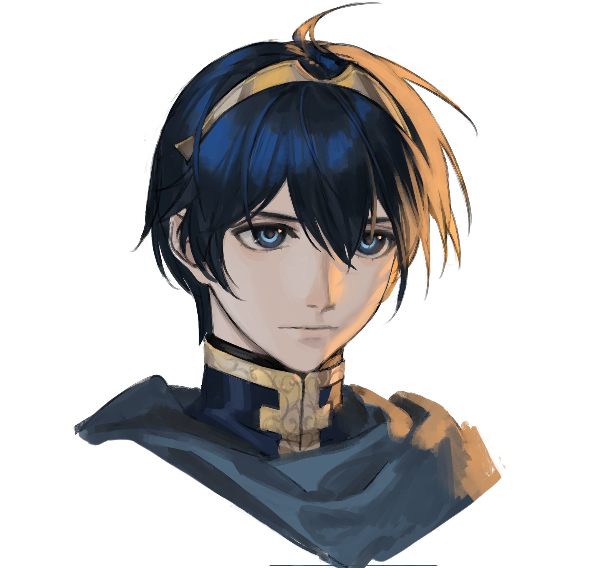 The Big ImageBoard (TBIB) - 1boy :| bishounen blue eyes blue hair blue shirt closed mouth ...