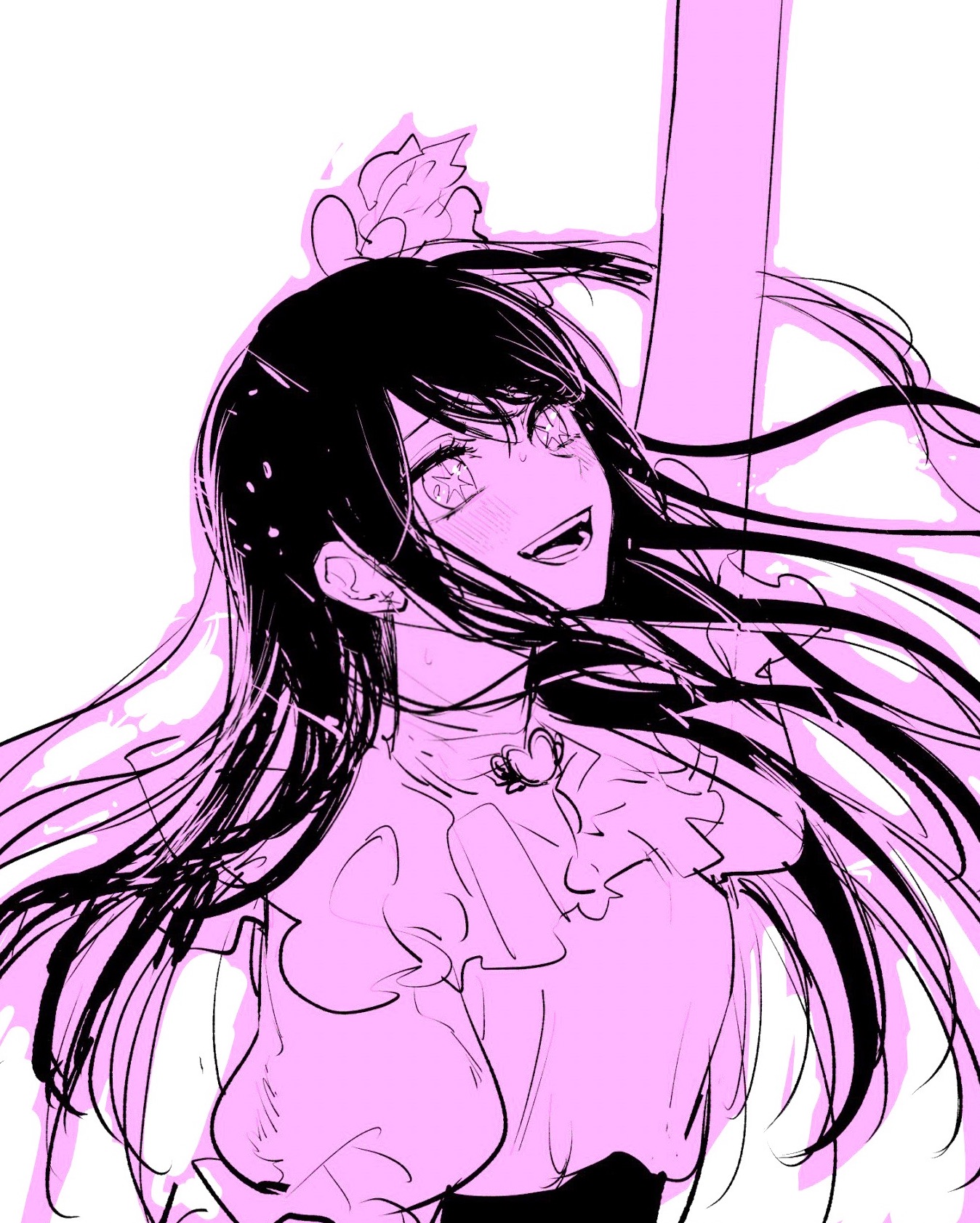 The Big ImageBoard (TBIB) - 1girl arm up blush commentary highres hoshino ai long hair one side ...