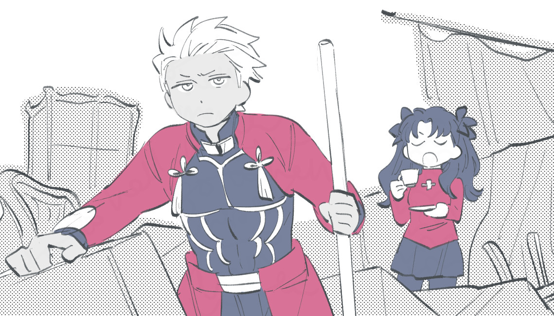 The Big ImageBoard (TBIB) - 1boy 1girl archer (fate) black hair black ...