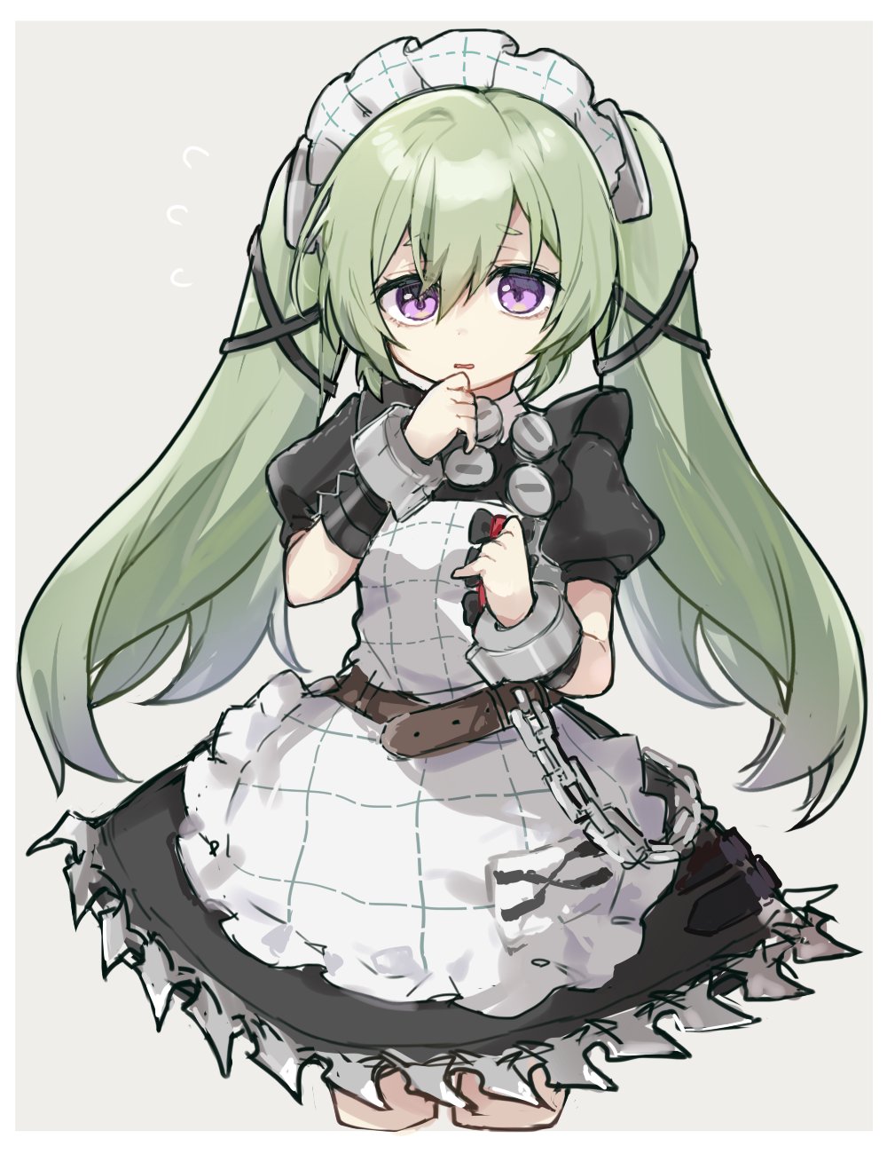 The Big ImageBoard (TBIB) - 1girl apron belt black dress brown belt chain commentary request ...