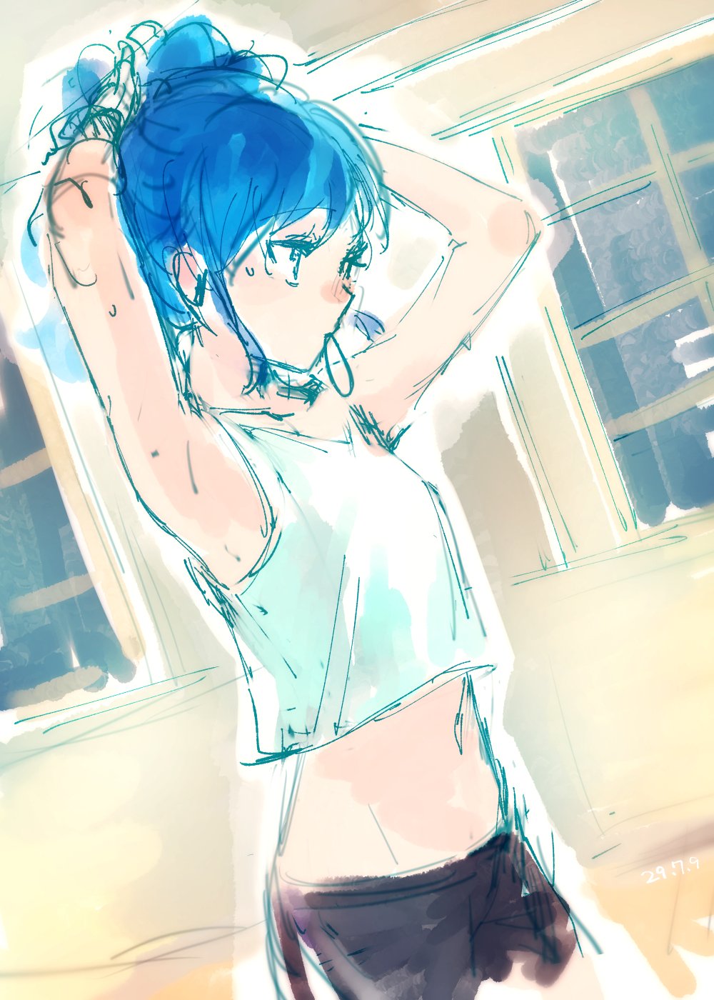 The Big ImageBoard (TBIB) - 1girl aikatsu! aikatsu! (series) anna 039 armpits arms up blue hair ...