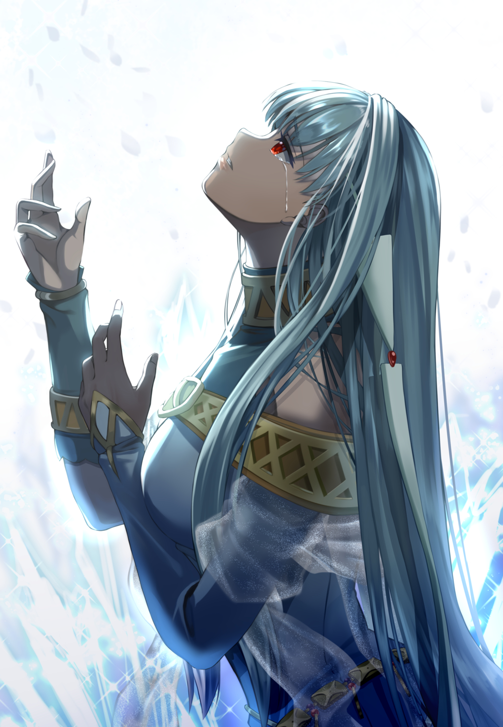 The Big ImageBoard (TBIB) - 1girl blue dress blue hair crying crying ...