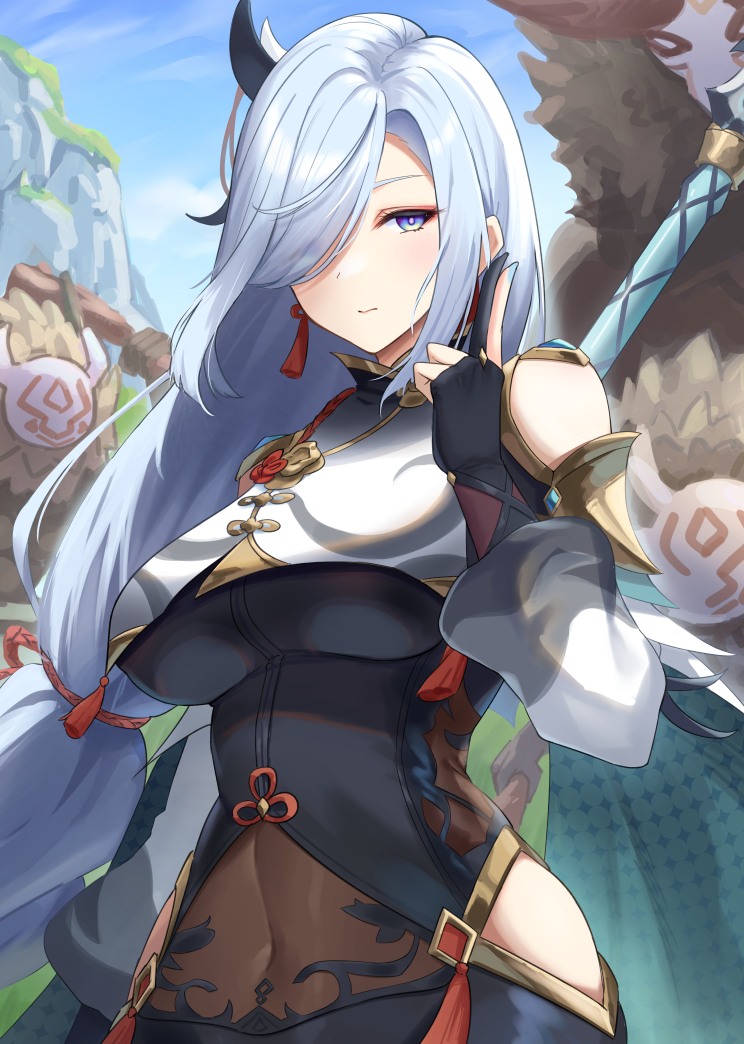 The Big Imageboard Tbib 1girl Bangs Belly Blue Eyes Breast Curtains Breasts Chinese Clothes