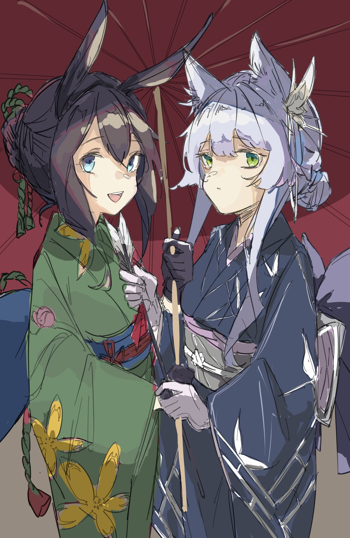 The Big ImageBoard (TBIB) - 2girls alternate costume amiya (arknights) animal ears arknights bad ...