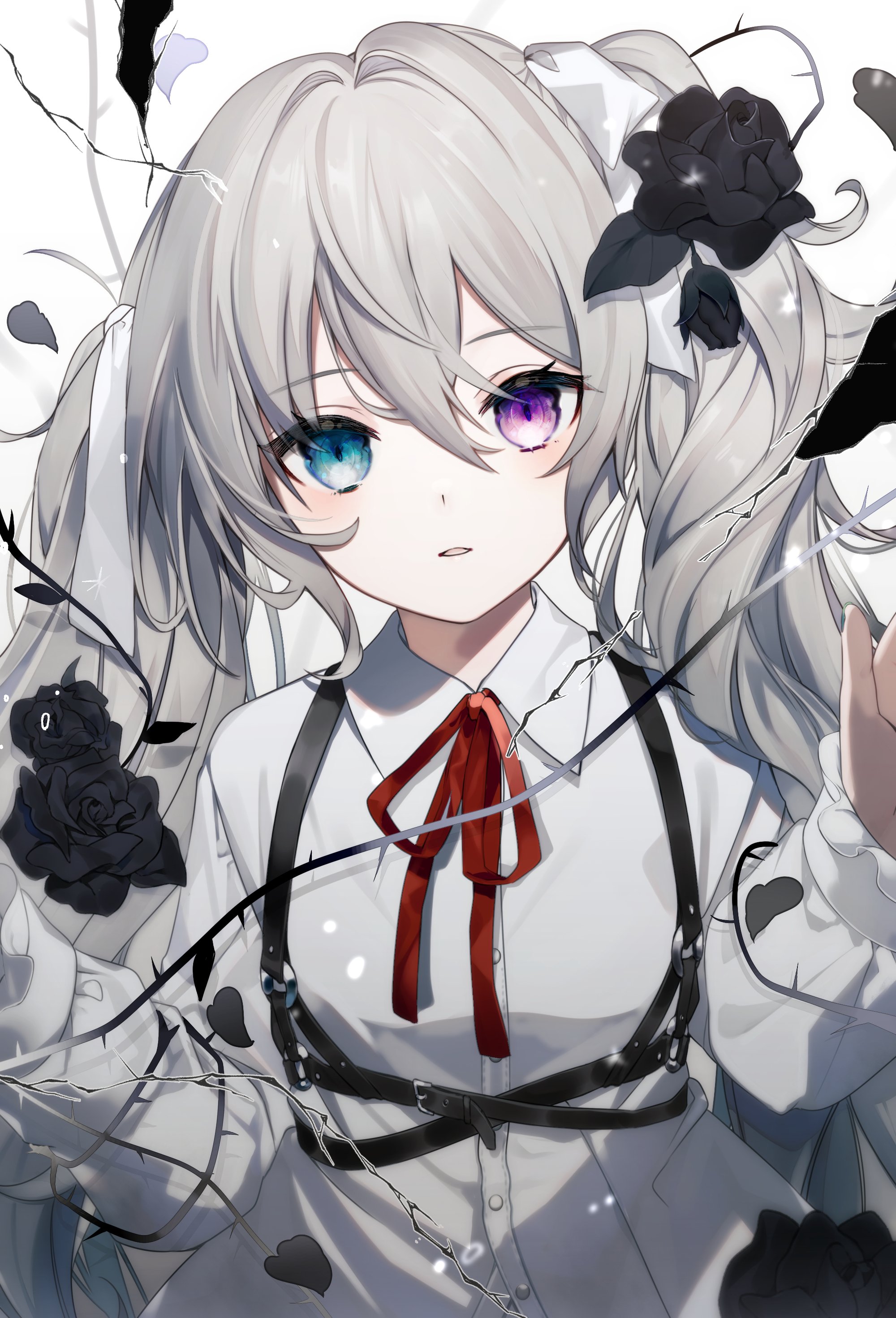 The Big ImageBoard (TBIB) - 1girl absurdres bangs black flower black rose blue eyes blush ...