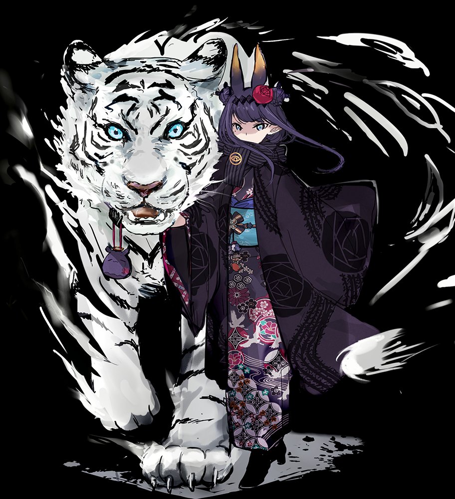 The Big ImageBoard (TBIB) - 1girl animal black background blue eyes ...