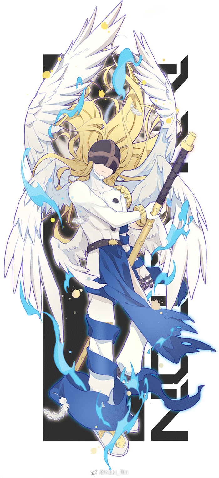 The Big ImageBoard (TBIB) - 1boy angel wings angemon black background ...