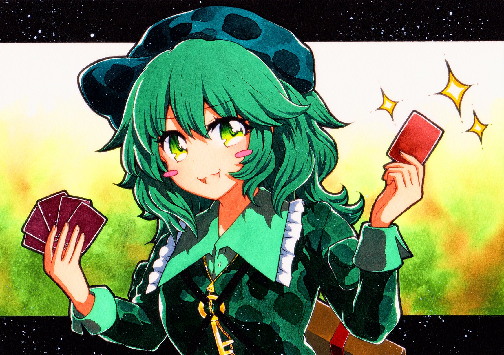 The Big Imageboard Tbib 1girl Blue Headwear Blush Stickers Breasts