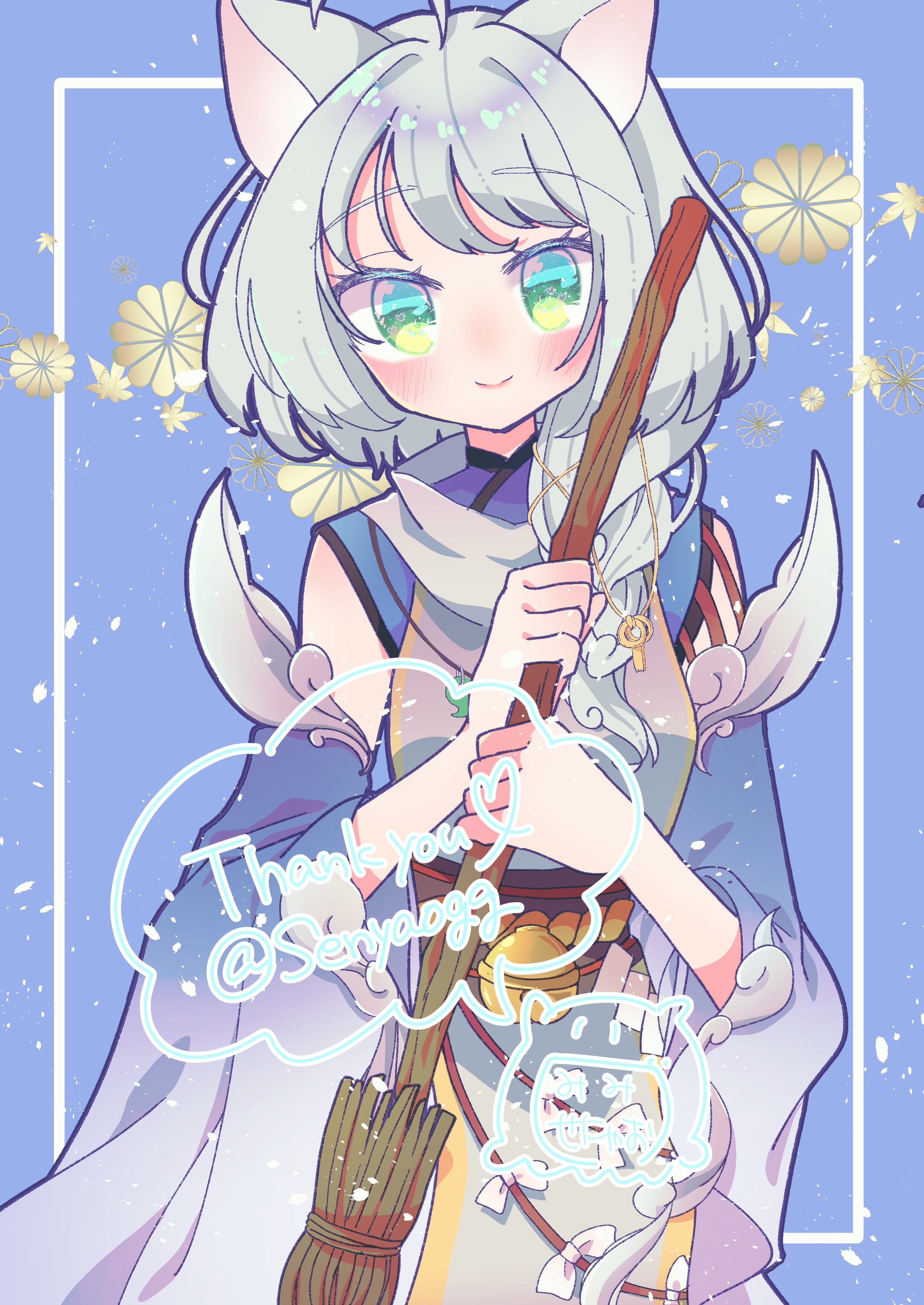 The Big ImageBoard (TBIB) - 1girl absurdres animal ears blue background ...