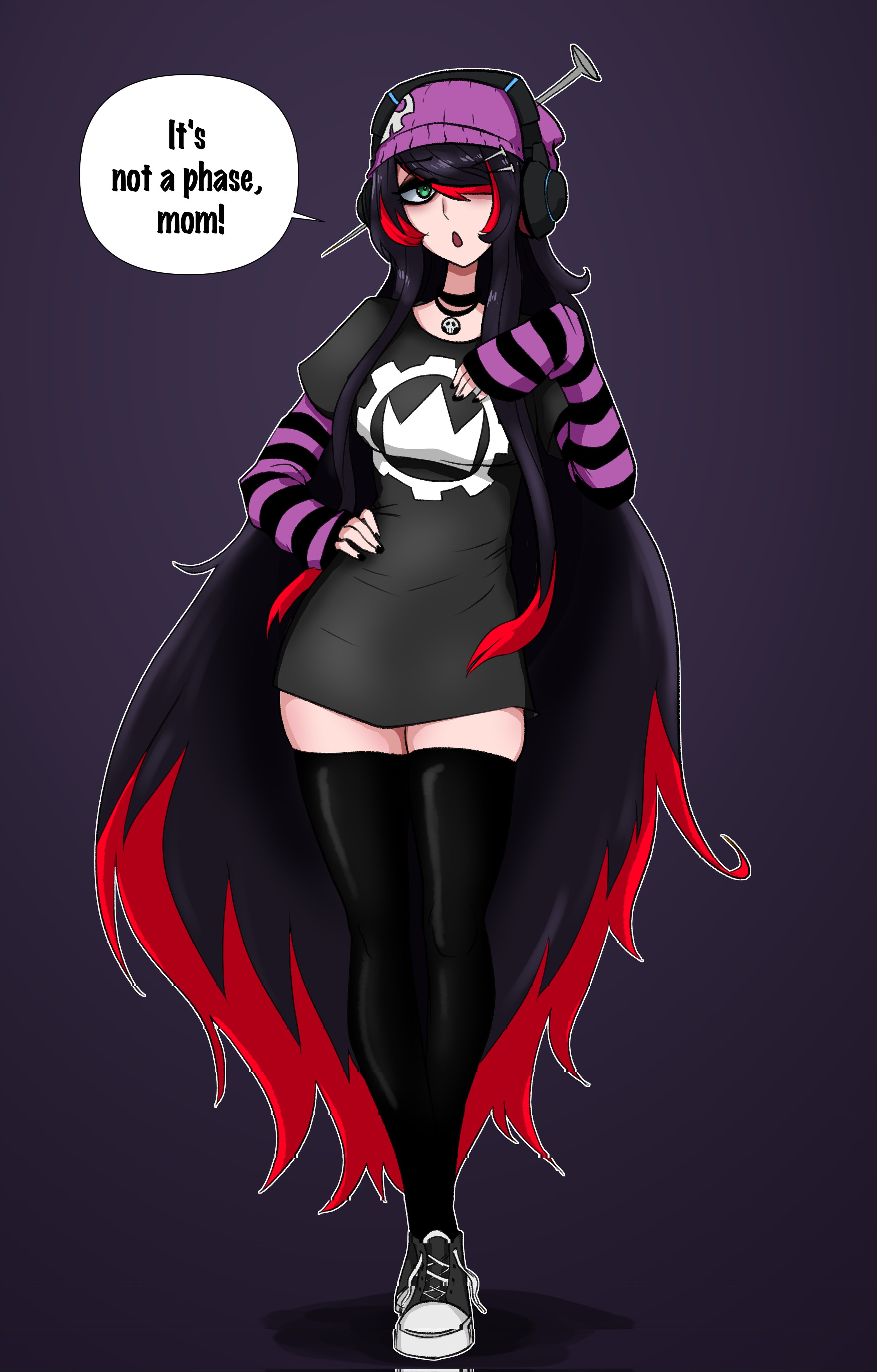 The Big ImageBoard (TBIB) - 1girl :o absurdres alternate costume bangs beanie black background ...