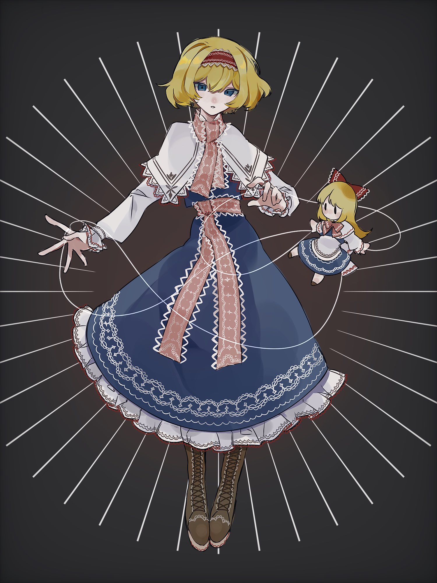 The Big ImageBoard (TBIB) - 1girl :o alice margatroid apron black eyes blonde hair blue dress ...