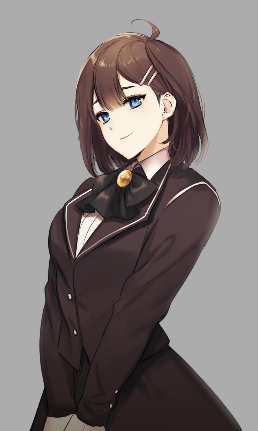 The Big ImageBoard (TBIB) - 1girl ap5ry bangs black coat black neckwear blue eyes breasts brown ...