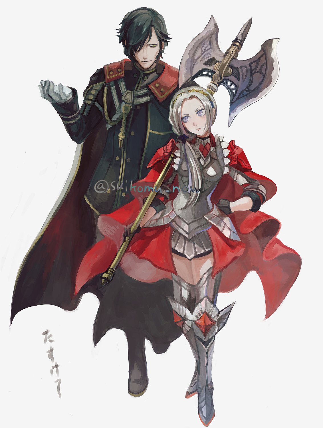 The Big ImageBoard (TBIB) - 1boy 1girl armor armored boots black cape ...