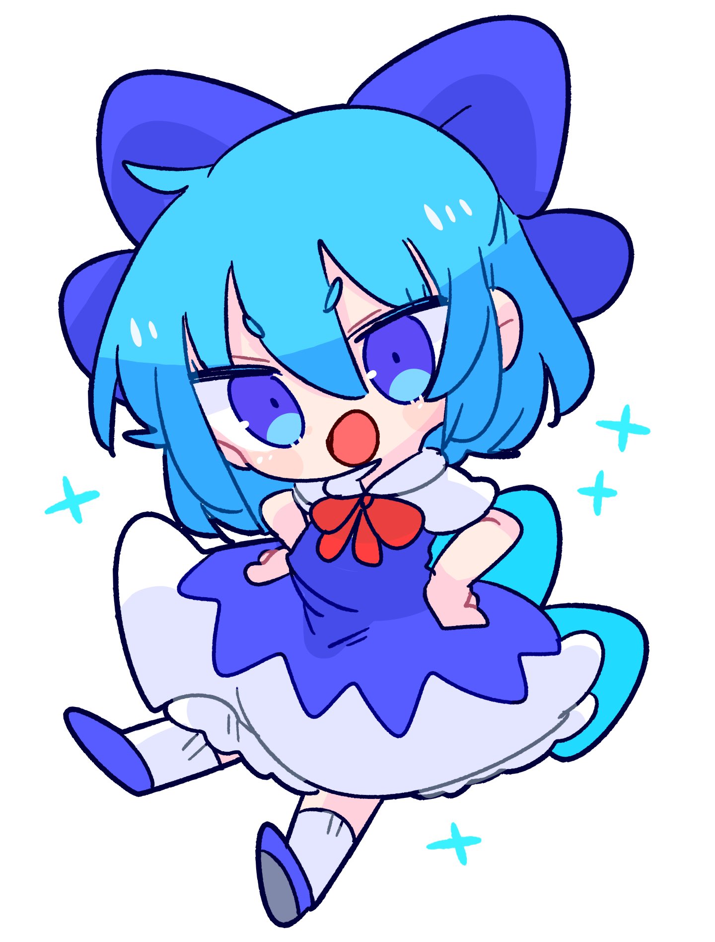 The Big ImageBoard (TBIB) - 1girl blue bow blue dress blue eyes blue hair bow bowtie cirno dress ...