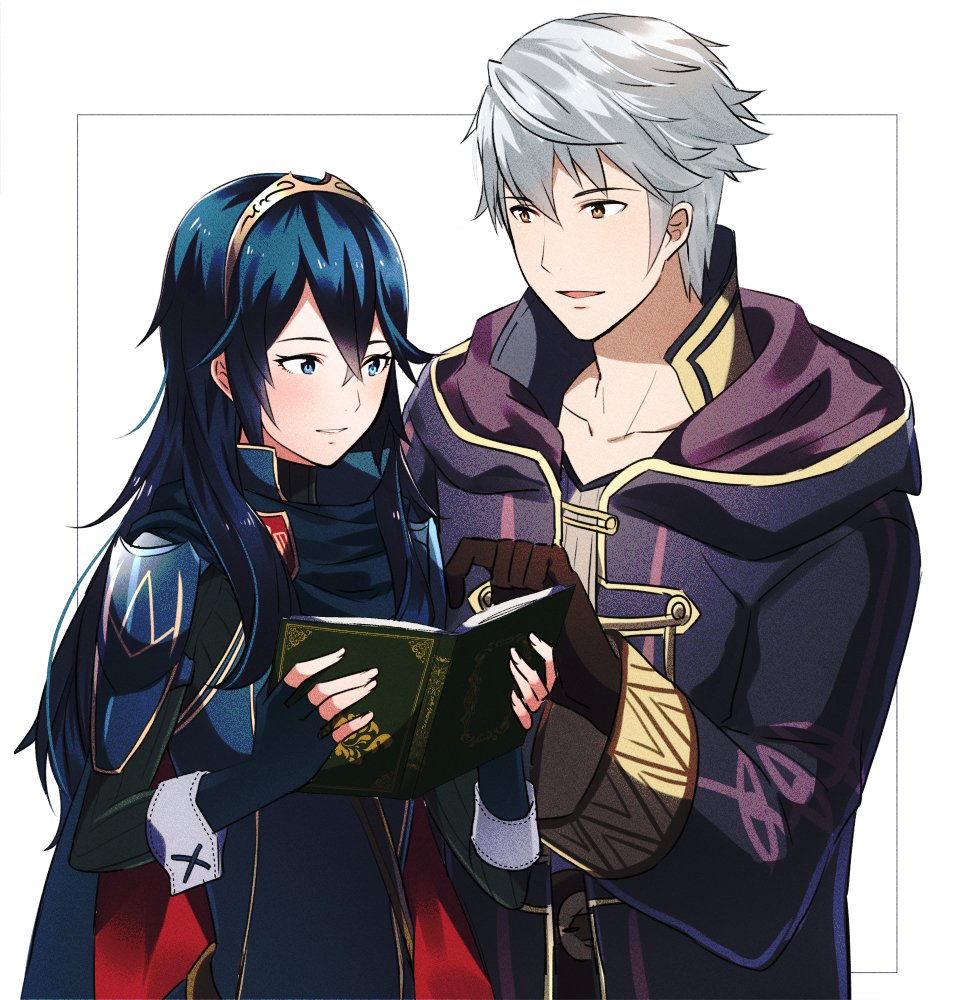 The Big ImageBoard (TBIB) - 1boy 1girl ameno (a meno0) blue eyes blue hair book brown eyes cape ...