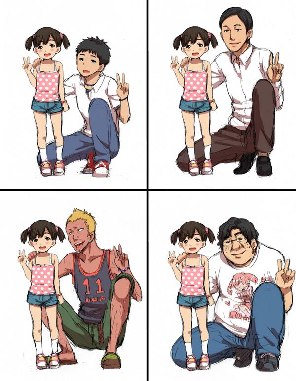 The Big ImageBoard (TBIB) - 1girl 4boys age difference black hair blonde hair camisole child ...