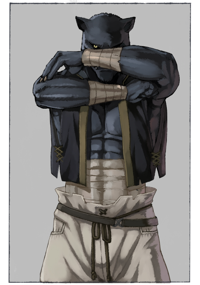 The Big ImageBoard (TBIB) - 2019 anthro arm wraps belly wraps black body black clothing black ...