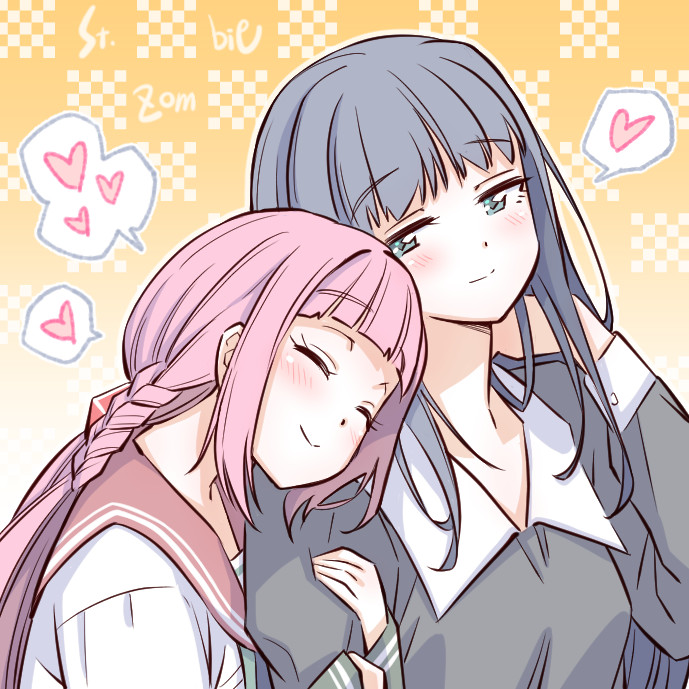 The Big Imageboard Tbib 2girls Artist Name Blue Hair Blush Braid