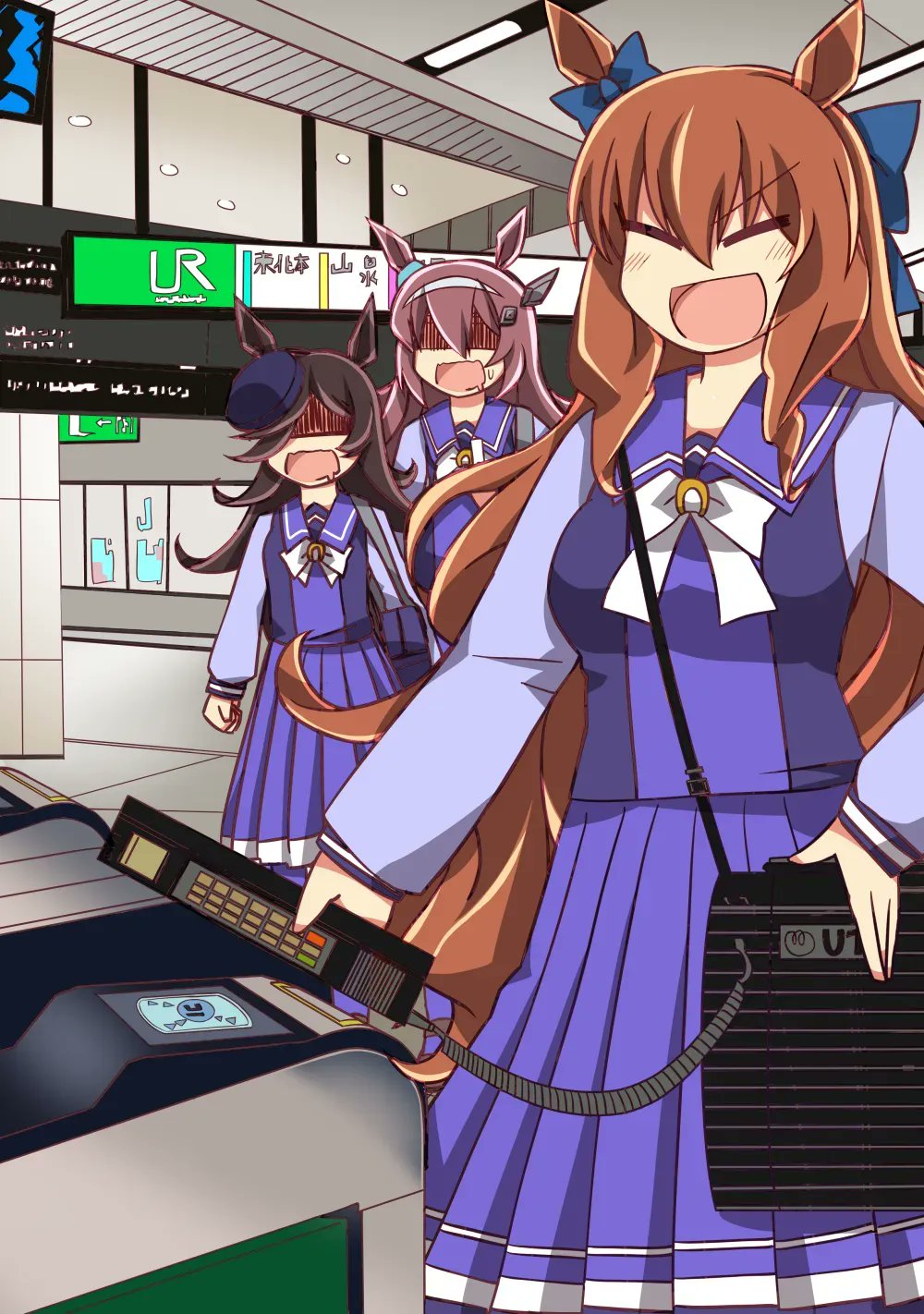 The Big ImageBoard (TBIB) - 3girls ahoge animal ears blush cellphone closed eyes hair between ...