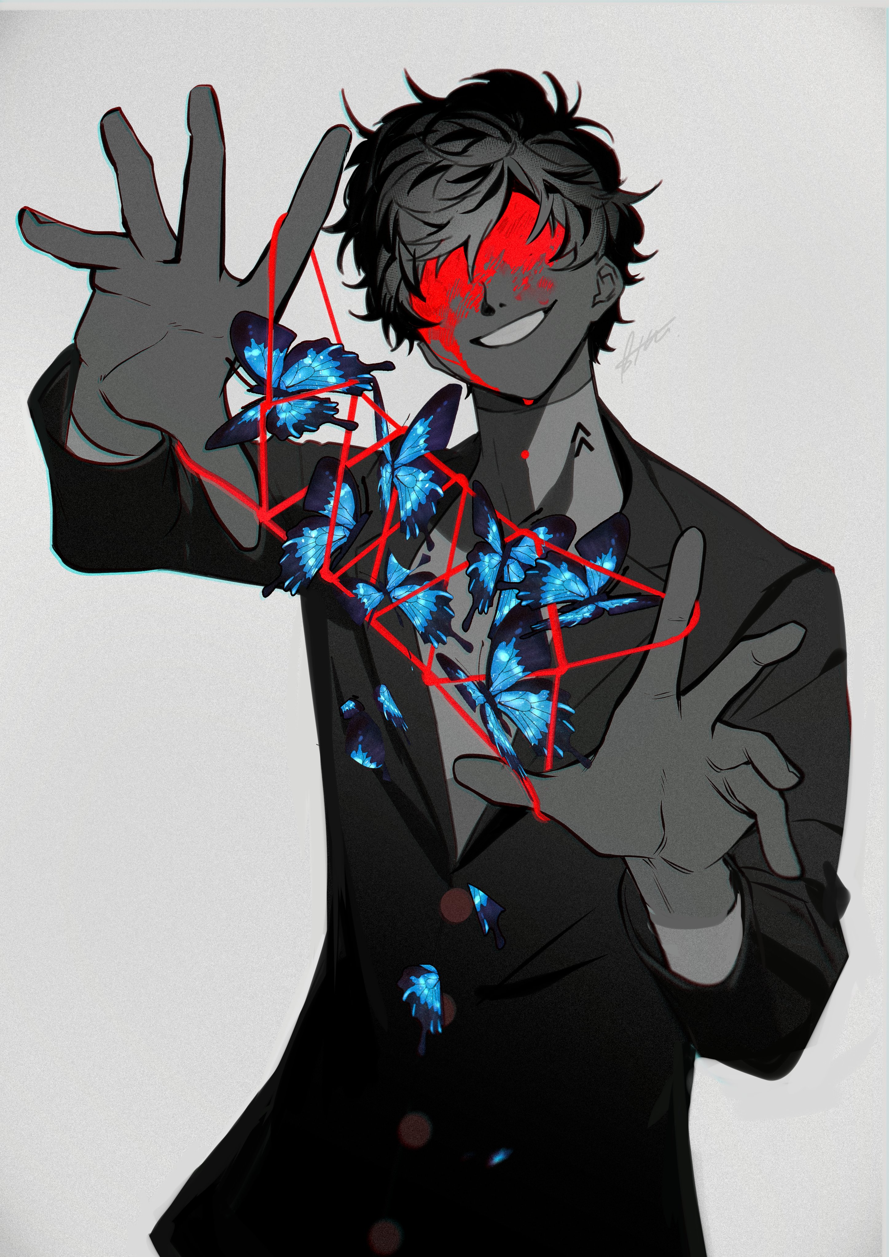 The Big ImageBoard (TBIB) - 1boy absurdres amamiya ren black jacket blood blood on face blue ...
