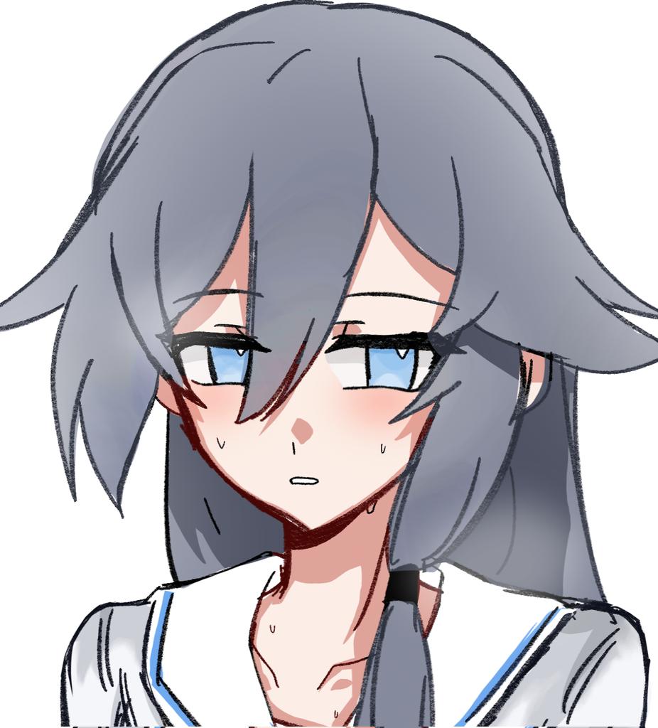 The Big Imageboard Tbib 1girl Blue Eyes Blue Hair Fu Hua Grey Hair
