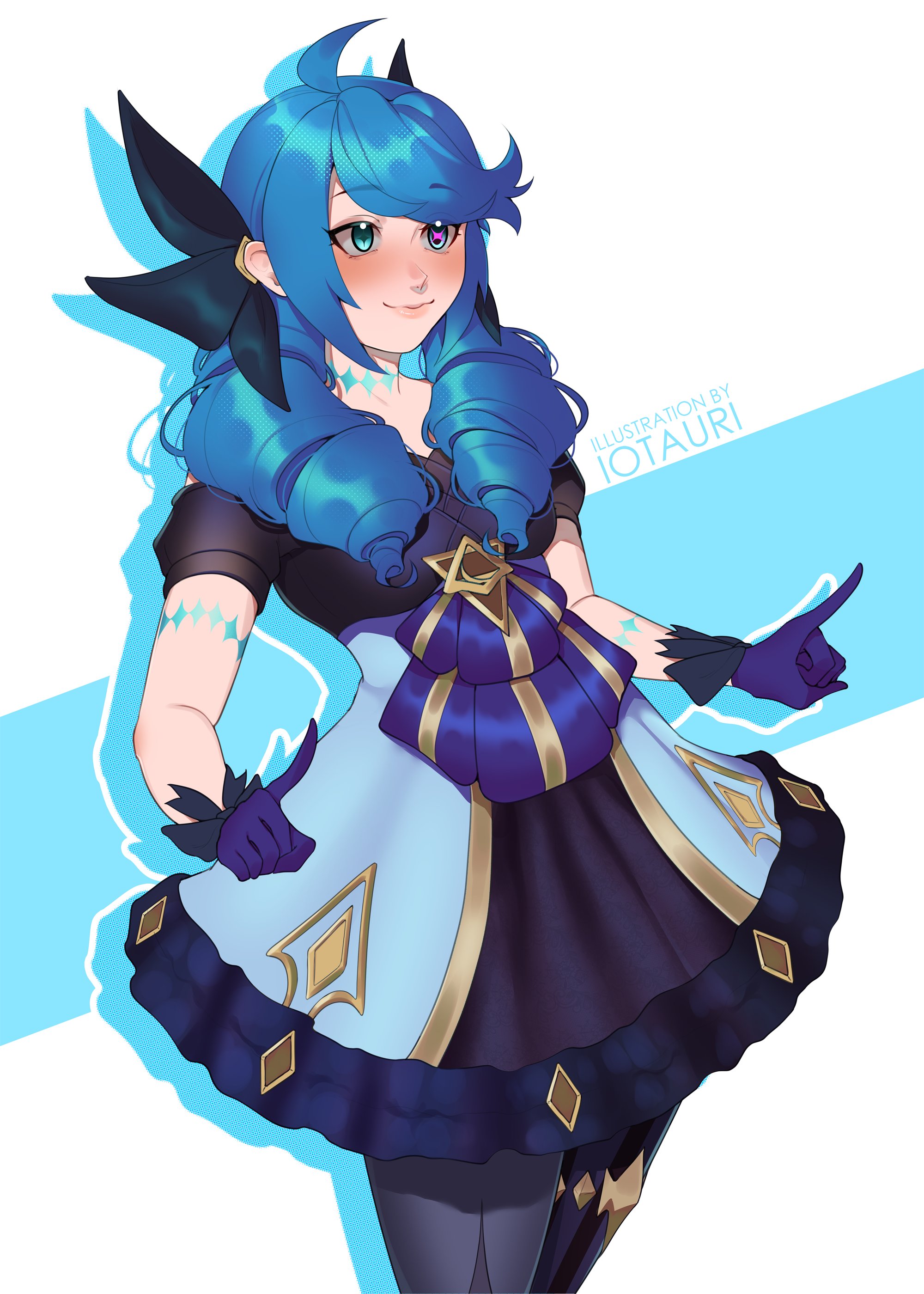 The Big ImageBoard (TBIB) - 1girl absurdres ahoge artist name black bow black dress blue ...